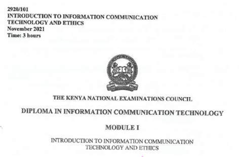 ict and ethics knec past papers dict ke