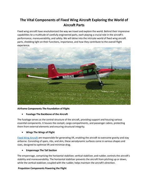 The Vital Components Of Fixed Wing Aircraft Exploring The World Of