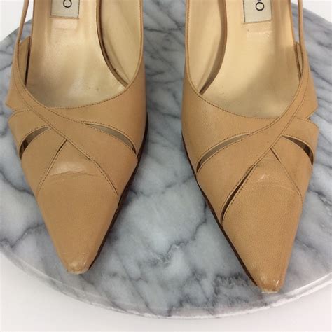 Jimmy Choo Tan Leather Slingback Heels Gem