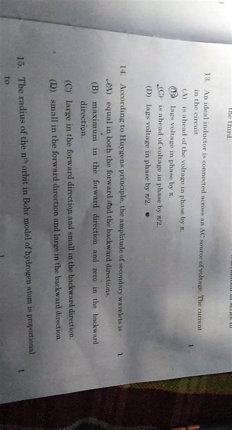 According To Huygens Principle The Amplitude Of Secondary Wavelets Is