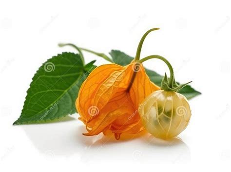 Physalis With Green Leaf Stock Illustration Illustration Of Yellow