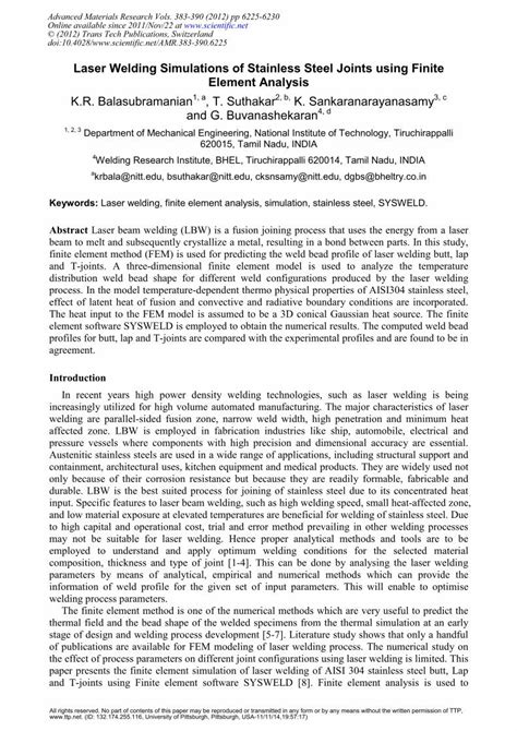 Pdf Laser Welding Simulations Of Stainless Steel Joints Using Finite