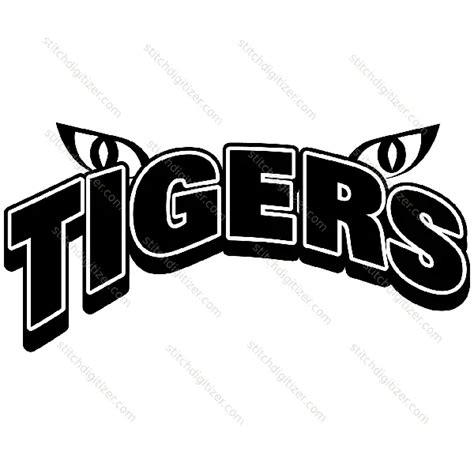 Tigers Text With Eyes Vector Design Stitch Digitizer