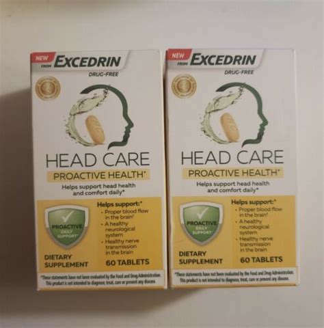 2 X Excedrin Head Care Proactive Health Drug Free Daily Supplement 60
