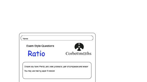 Exam Style Questions On Ratios Corbettmaths Studocu