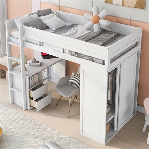Cama Alta Para Adolescentes Con Escritorio Y Cajones Camas Altas