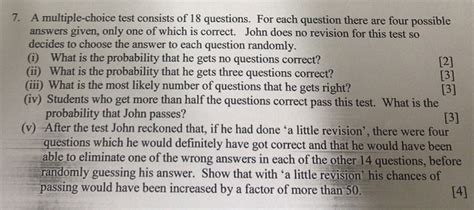 solved [2] 13] 7 a multiple choice test consists of 18