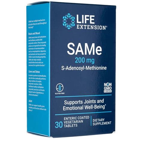 Life Extension SAMe S-Adenozylo L-Metionina 200 mg 30 tabletek