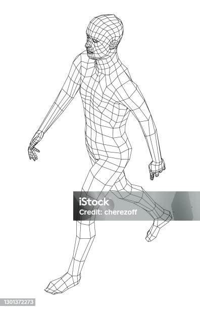 와이어 프레임 워킹 맨 벡터 0명에 대한 스톡 벡터 아트 및 기타 이미지 0명 3차원 형태 경쟁 Istock