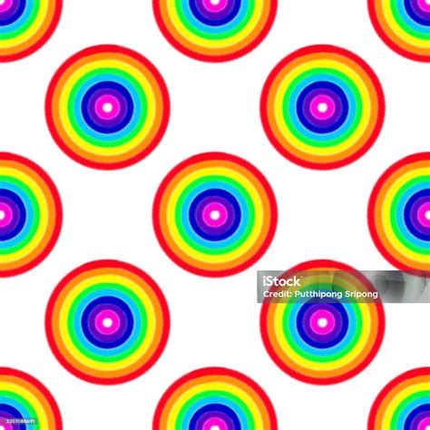 Vibrant Rainbow Circle Pattern Design Seamless Texture Background Stock Illustration Download