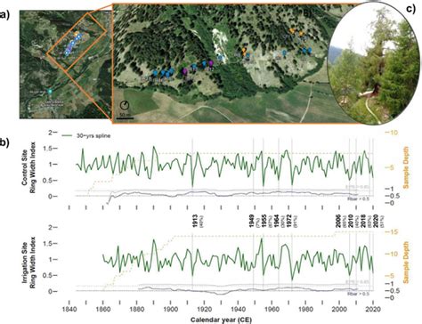 Location Of The Sample Trees And Standardized Tree Ring Chronologies