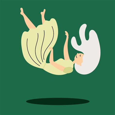 Menina Dormindo Cai No Abismo Levitando Vetor Premium