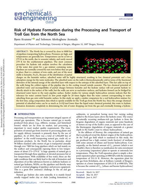 Pdf Risk Of Hydrate Formation During The Processing And Transport Of