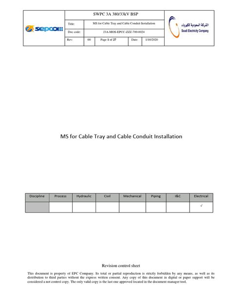 Ms For Cable Tray And Cable Conduit Installation Pdf Pipe Fluid