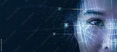 Face Detection Ai Technology Facial Recognition Security User Identification Access Asian