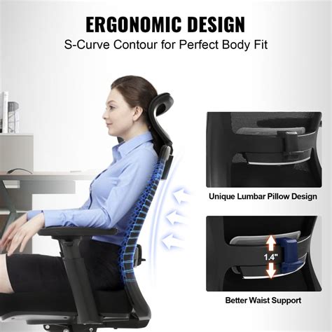 Vevor Ergonomic Office Chair With Slide Seat Desk Chair With Mesh Seat