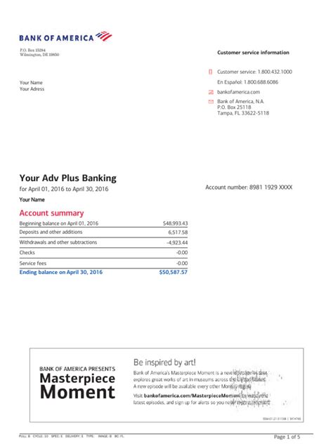Sample Statement Boa 04 2016 Pdf Overdraft Deposit Account