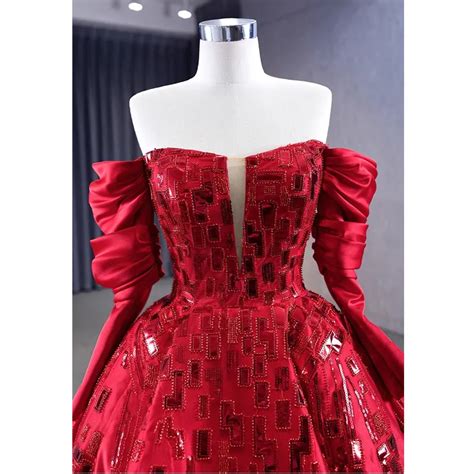 Gama Alta Moda Rojo Rebordear Lentejuelas Vestidos De Gala 2023 Ball