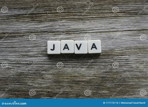 Java Word Made Of Square Letter Word On Wooden Background Stock Photo
