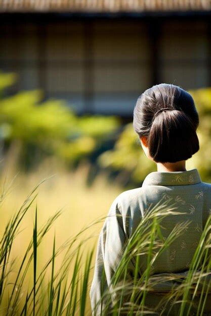 Premium Ai Image A Woman Standing In A Field Of Tall Grass