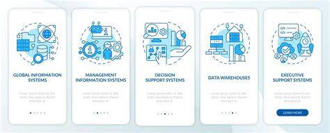 Common Types Of Information Systems Blue Onboarding Mobile App Screen