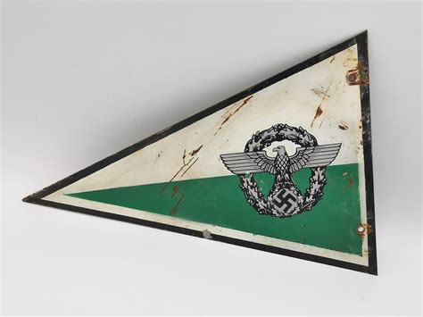 Ww2 German Nazi Very Rare Metal Car Pennant For Waffen Ss Gestapo