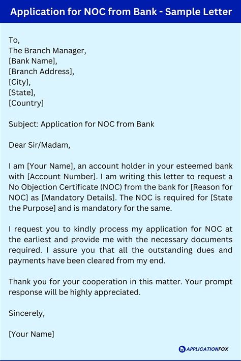 6 Samples Application For NOC From Bank