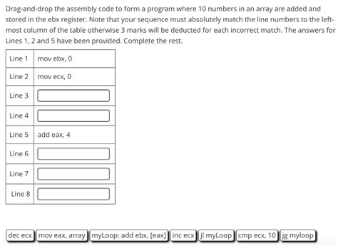 Solved Drag And Drop The Assembly Code To Form A Program Chegg