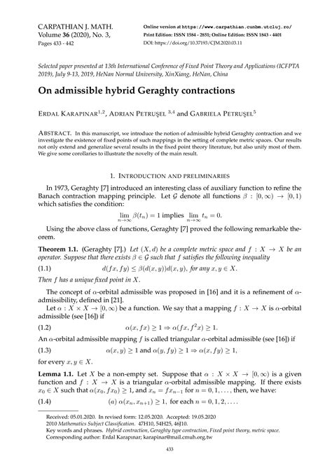 On Admissible Hybrid Geraghty Contractions
