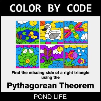 Pythagorean Theorem Color By Code Coloring Pages Pond Life By WhooperSwan