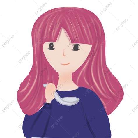 Pink Girl Png Picture A Pink Girl With A Spoon Spoon Pink Blue Png