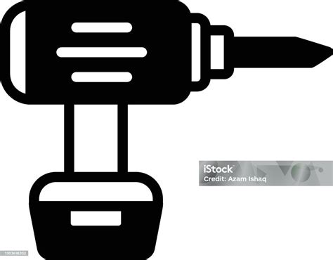 흰색 배경에 핸디맨 서비스 기호 무선 드릴 기계 개념 벡터 글리프 아이콘 디자인 개선에 대한 스톡 벡터 아트 및 기타 이미지 개선 건설 기계류 건설 산업 Istock
