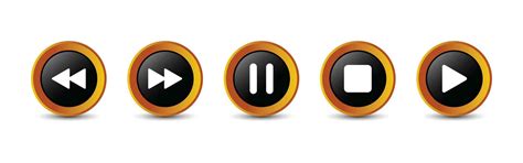 Play Pause Next Previous And Stop Button Set Multimedia Player Icon