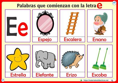 Palabras Con E E Cosas Objetos Animales Letra E Material