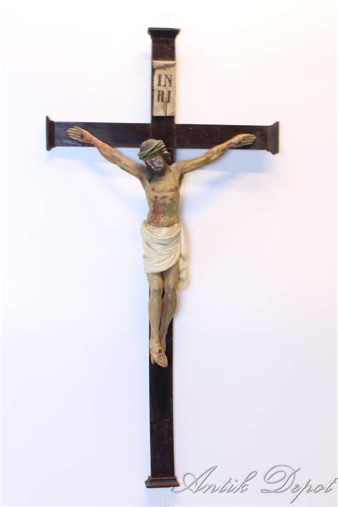 Dřevěný kříž s Ježíšem Dřevořezba 120 cm antikdepot cz