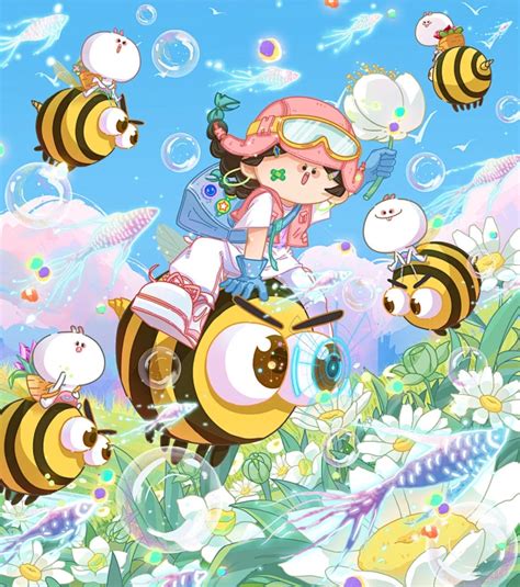 《蕉绿兔与少女》系列插画 4 花瓣网