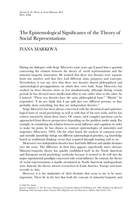 Pdf The Epistemological Significance Of The Theory Of Social