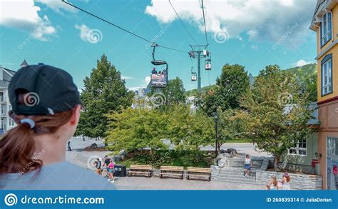 Pov Sightseeing Views By Cable Car At Mont Tremblant Ski Resort In
