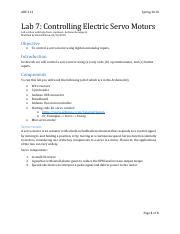Lab 7 Controlling Electric Servo Motors Pdf ABE 314 Spring 2018 Lab 7 Controlling Electric