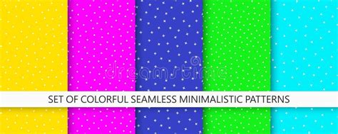 Set Of Vector Colorful Geometric Seamless Patterns Bright Textures With Dots And Geometric