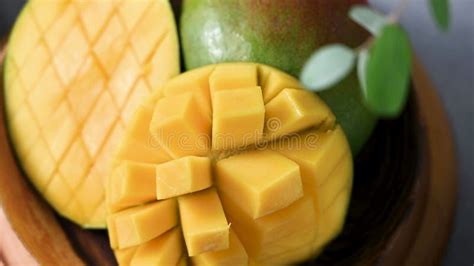Fresh Mango Slow Motion Delicious Juicy Sliced Mango Fruit Stock