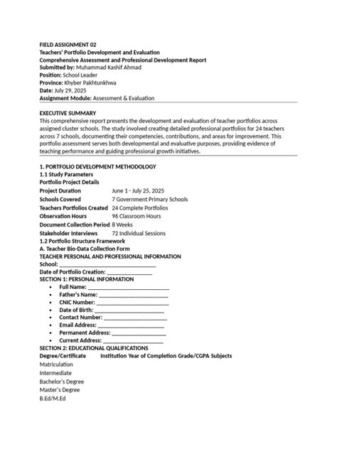Field Assignment 02 Pdf Educational Assessment Teachers