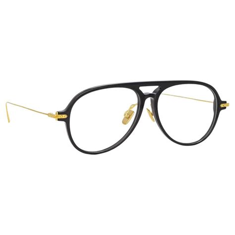 Linda Farrow Linear Gilles A Aviator Optical Glasses In Black Lf24ac1opt Linda Farrow