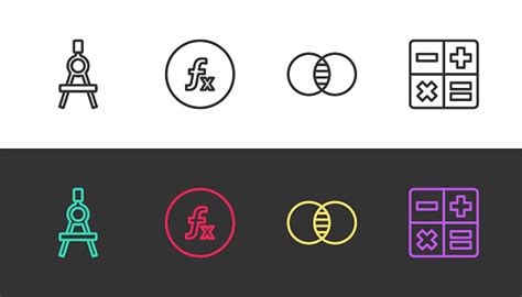 선 그리기 나침반 함수 수학 기호 수학 세트 A와 B 계산기를 흑백으로 설정합니다 벡터 공학에 대한 스톡 벡터 아트 및 기타 이미지 Istock