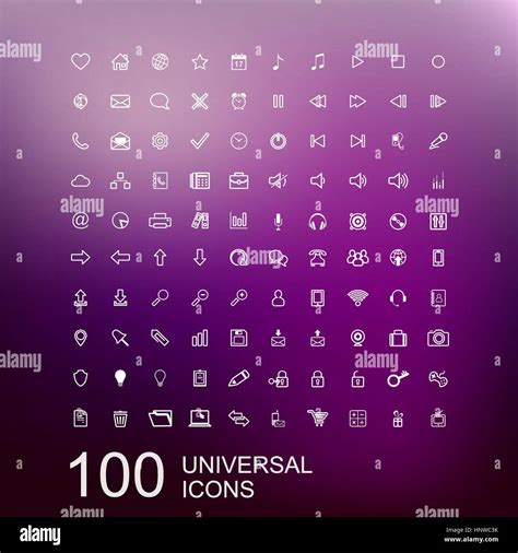 vector set of 100 universal outline icons for web and user interface