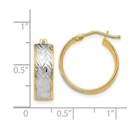 Leslies 14k With Rhodium Polished And Dc Hoop Earrings The Gold Store