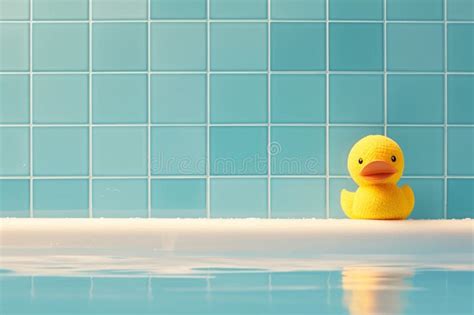 Quirky Bath Accessory Yellow Duck Toy Brings Fun To Bathroom Stock