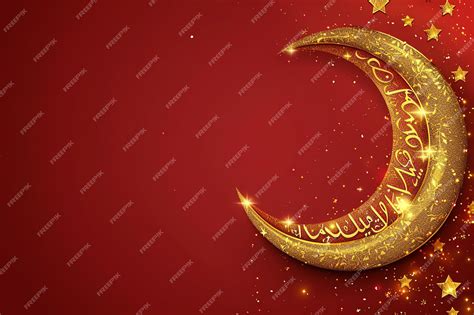 Crescent Moon And Mosque Silhouette On Desert Landscape Illustration