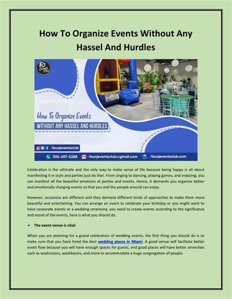 PPT Organize Events Without Any Hassel And Hurdles PowerPoint Presentation ID