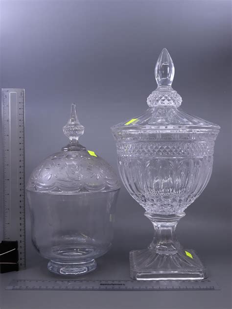 Lot 2x Glass Lidded Jars